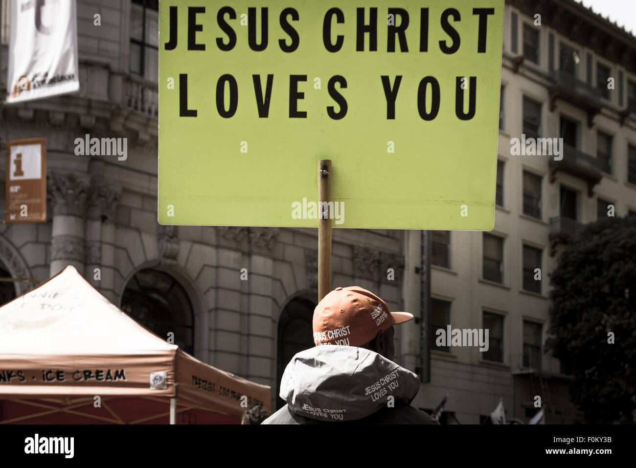 Man Holding Sign Jesus Christ High Resolution Stock Photography and ...