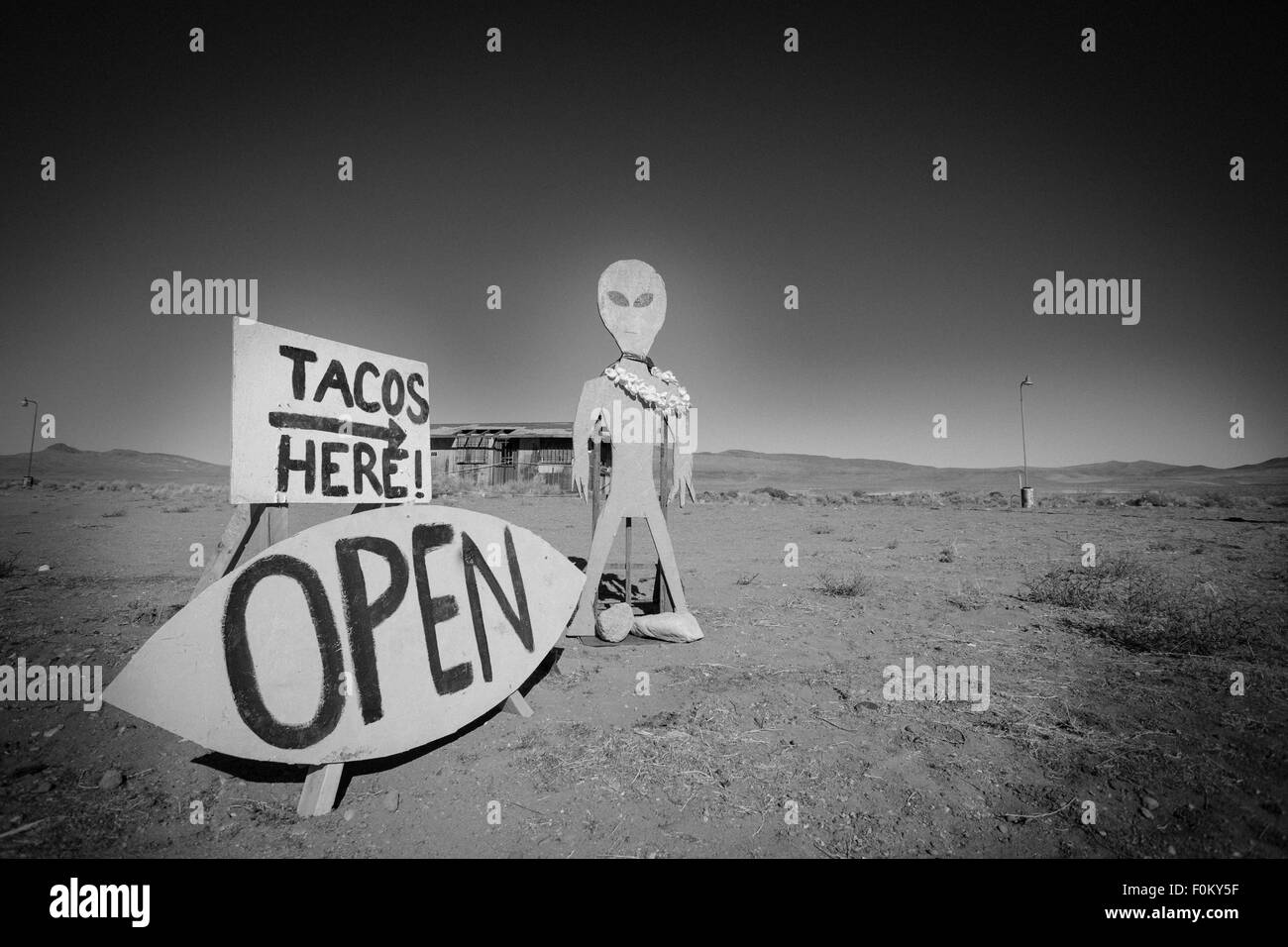 Alien and a Taco Shop SIgn on the way to the black rock desert in ...