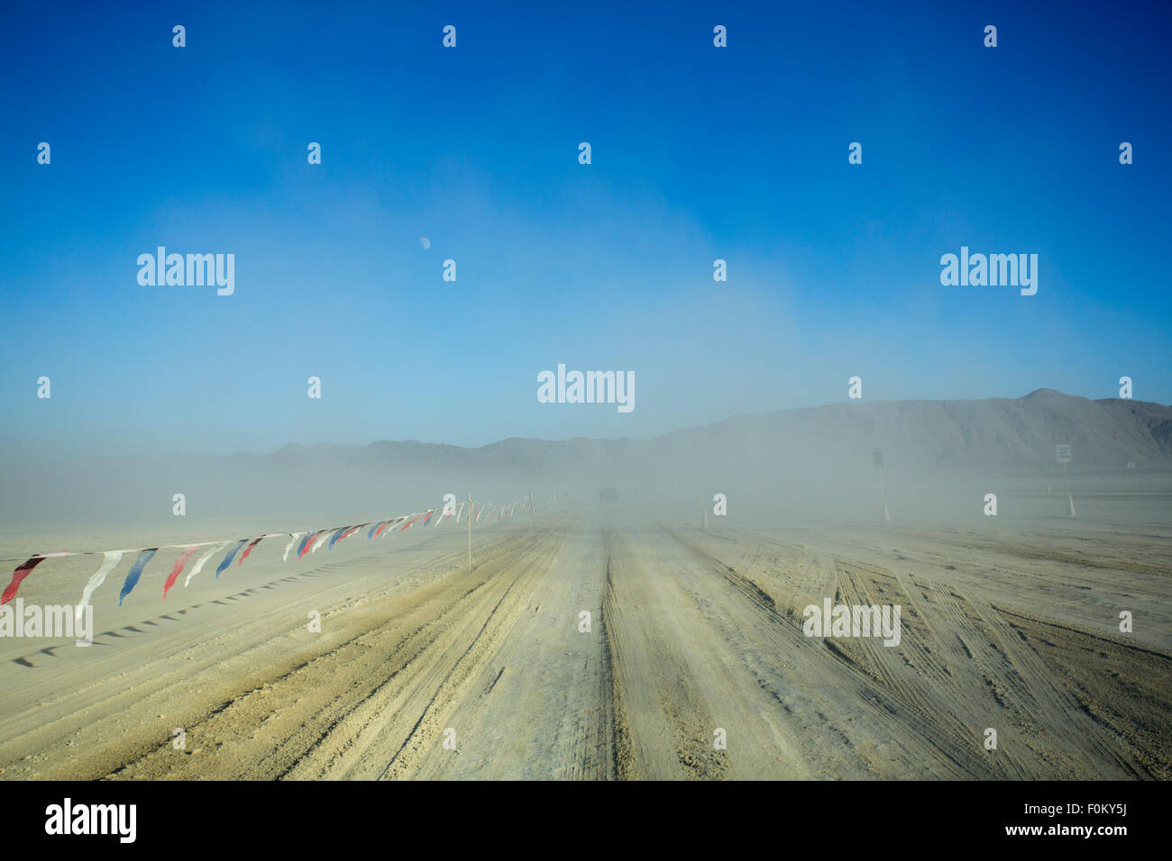 Off road 4X4 wheel tracks on Black Rock Desert road in Nevada, USA ...