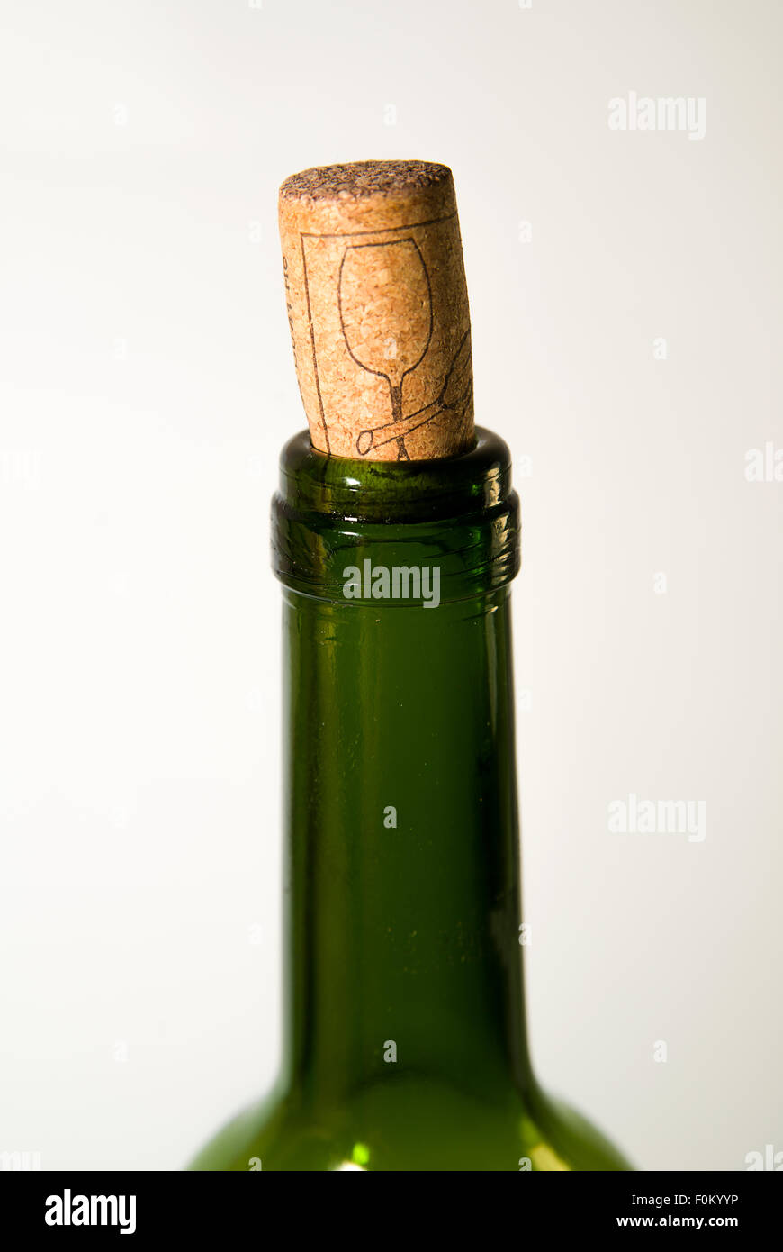The neck of a wine bottle with a stopper Stock Photo - Alamy