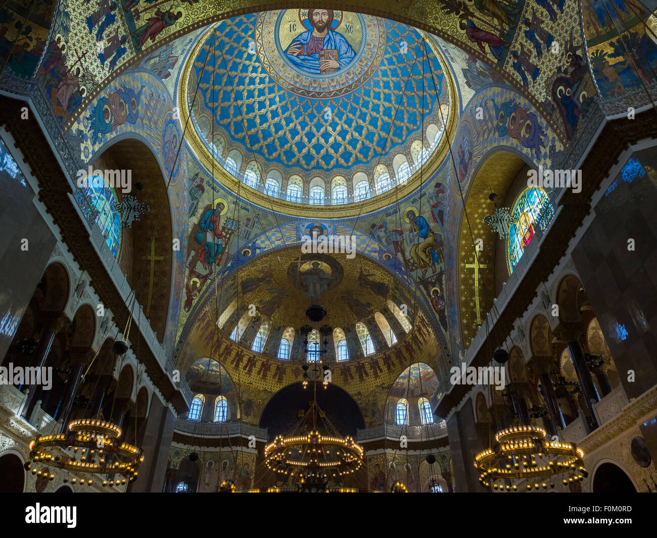 KRONSTADT, RUSSIA - July 21, 2015: Interior Neo-Byzantine decoration of ...