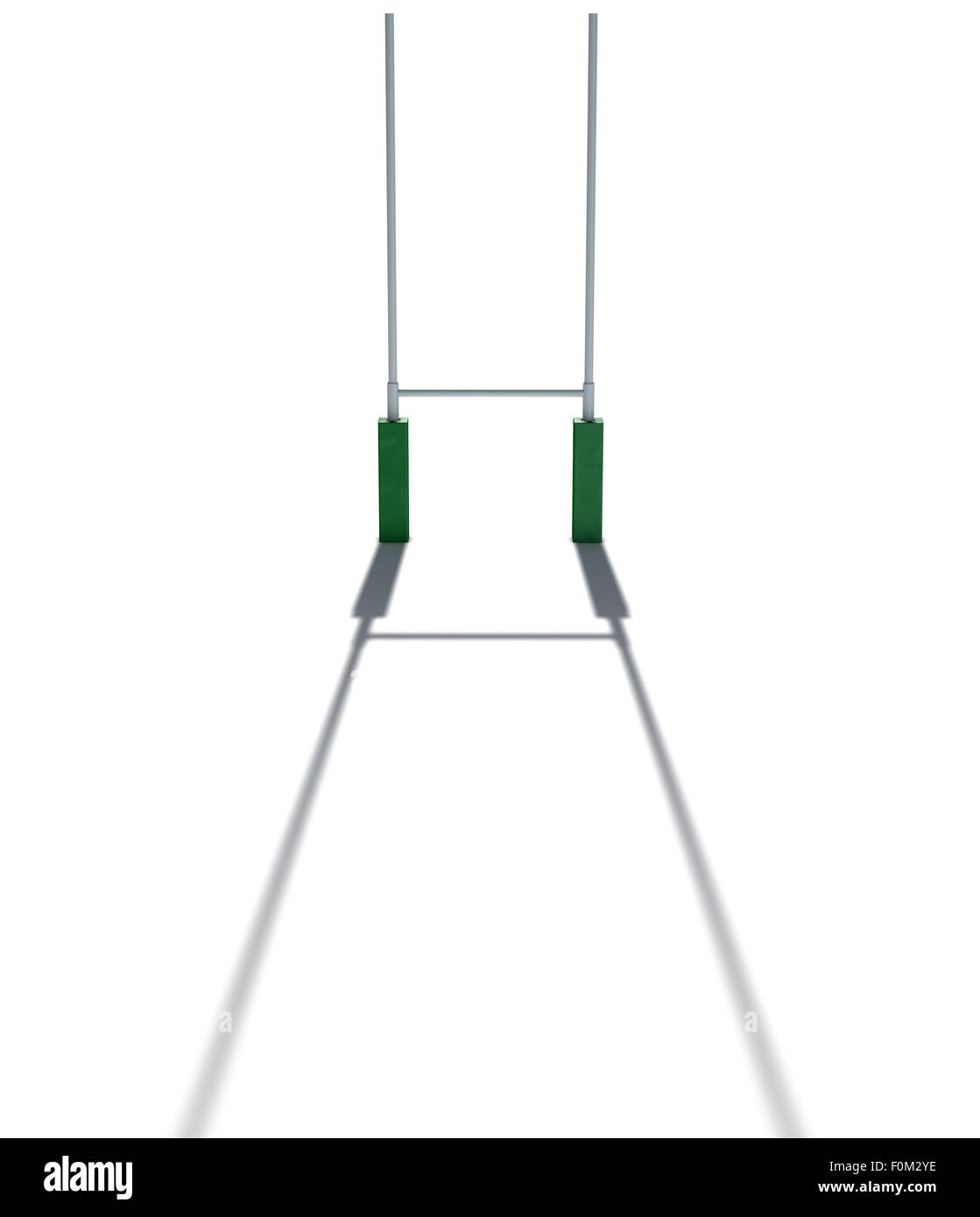 An isolated studio shot of white rugby posts with green padding Stock ...