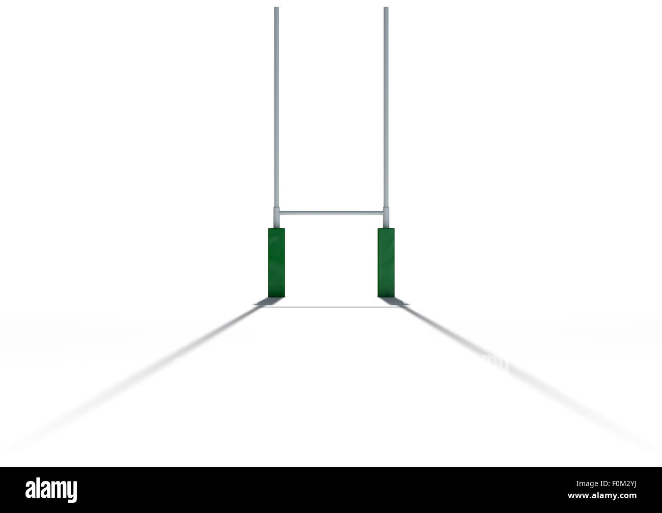An isolated studio shot of white rugby posts with green padding Stock ...
