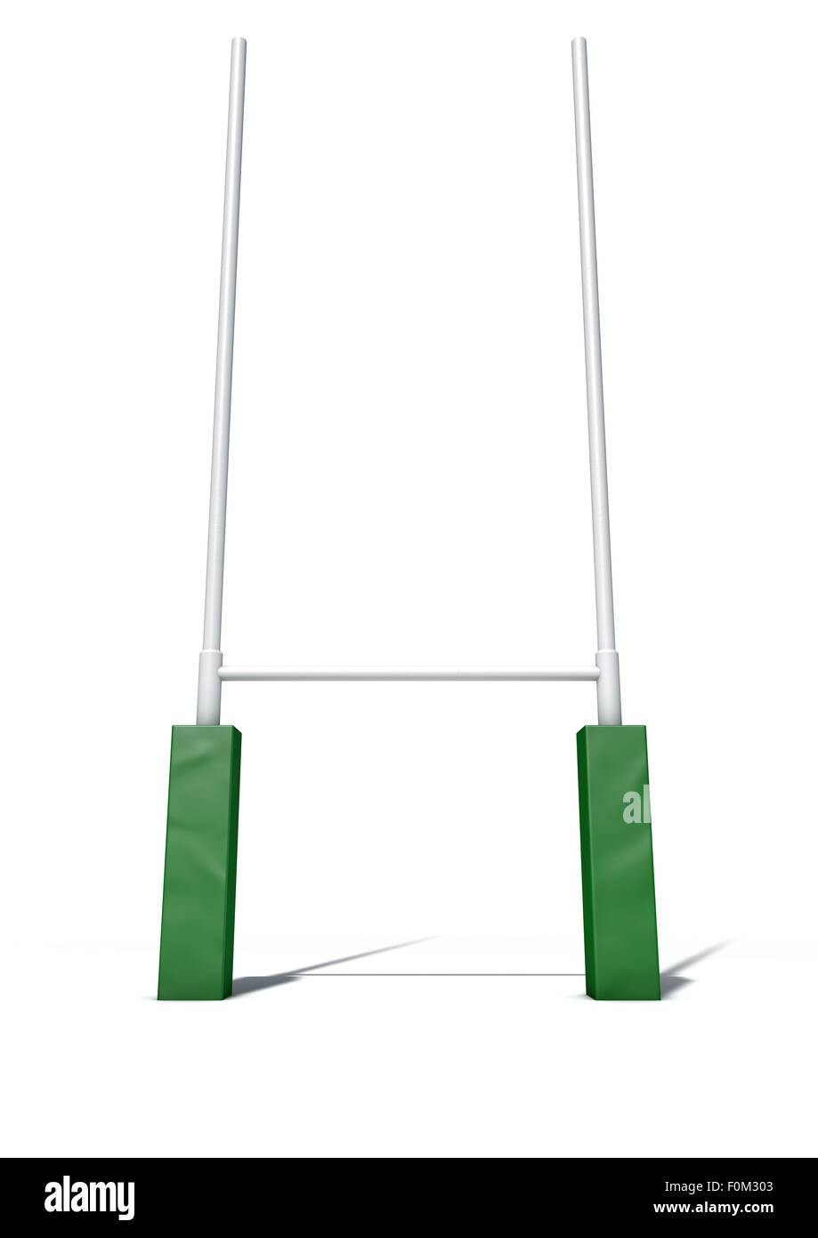 An isolated studio shot of white rugby posts with green padding Stock ...