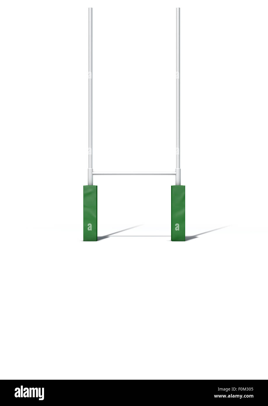 An isolated studio shot of white rugby posts with green padding Stock ...