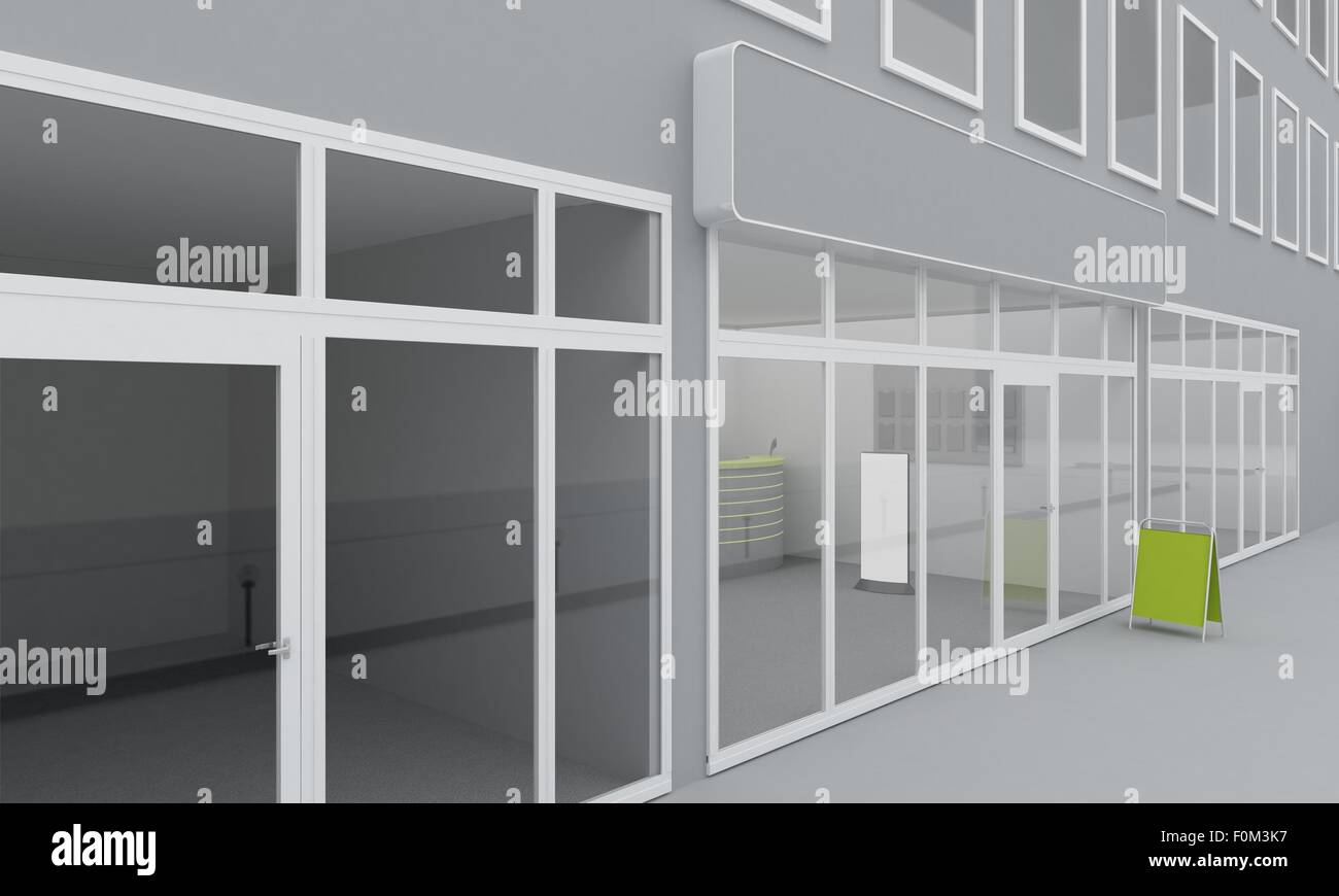 Illustration of shop or office facade. Exterior Stock Photo - Alamy