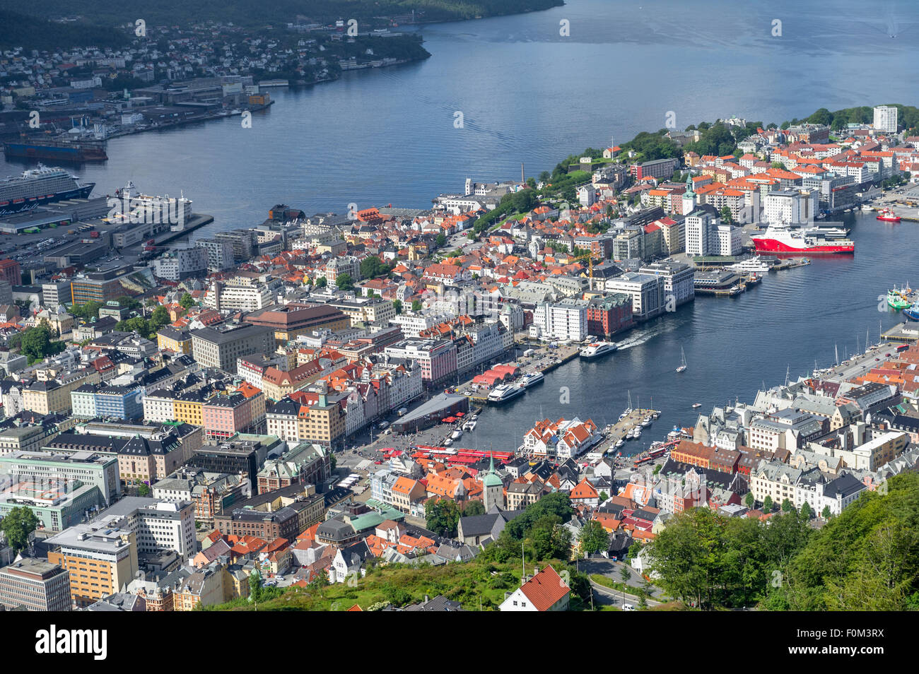The Norwegian port of Bergen from Mount Floyen Stock Photo - Alamy