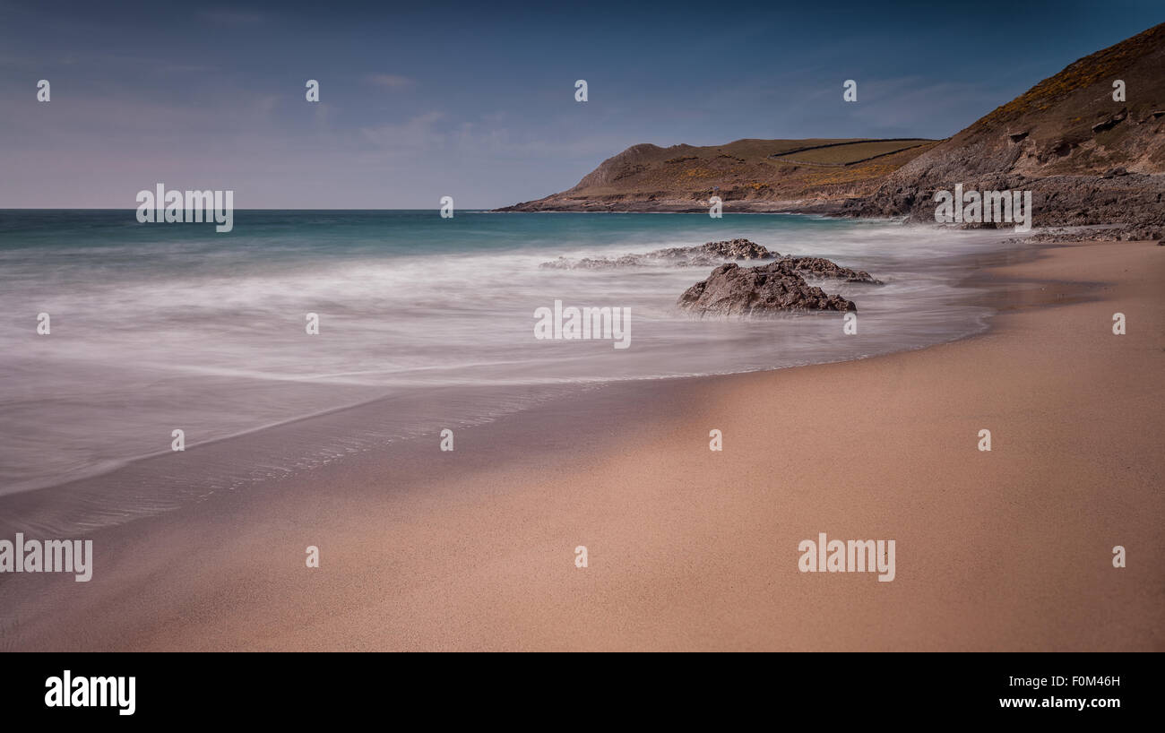 The beautiful Welsh coast around Worm's Head and Fall Bay on the Gower ...