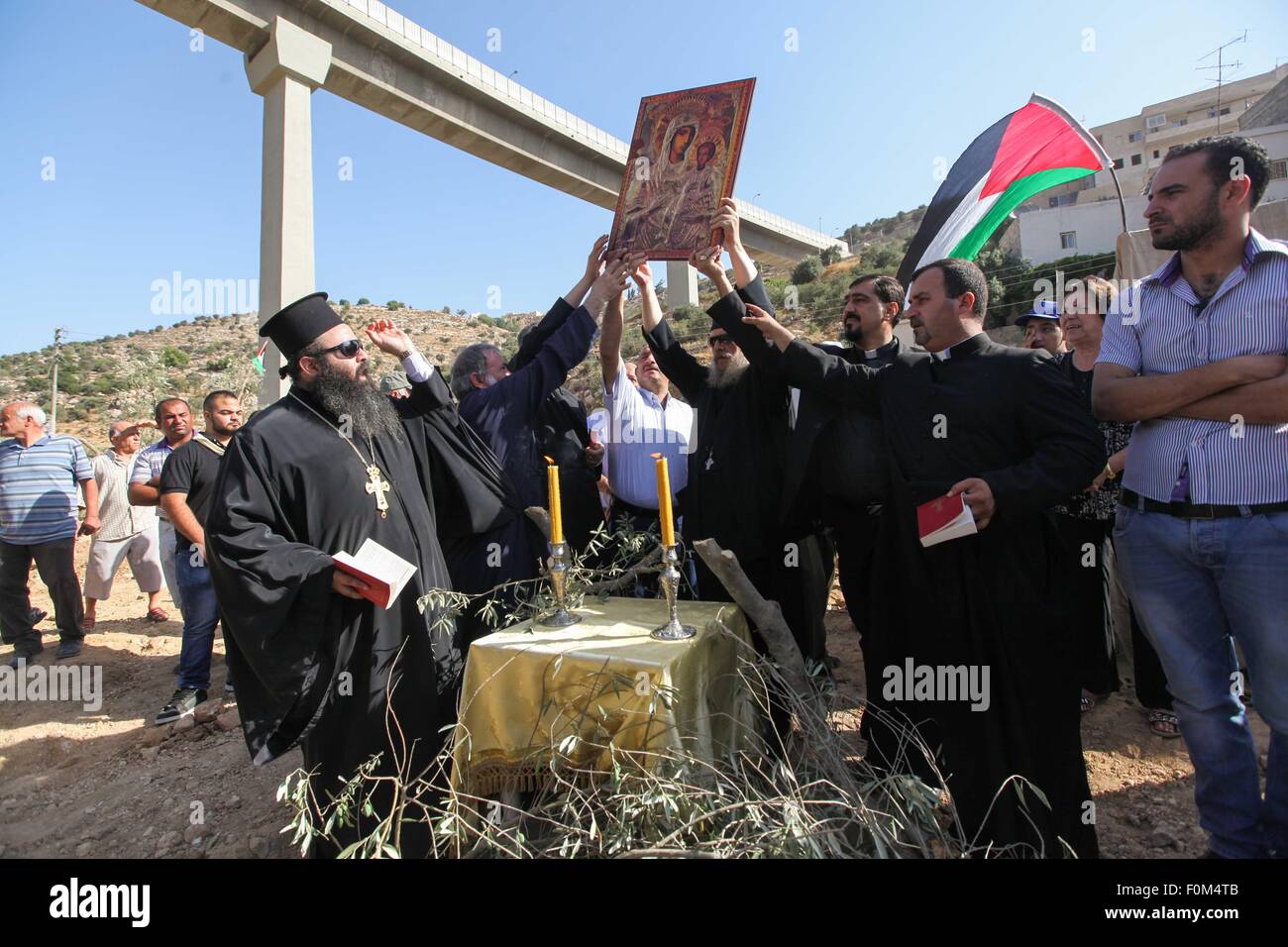 Bethlehem. 18th Aug, 2015. Palestinian Christians take part in a prayer ...