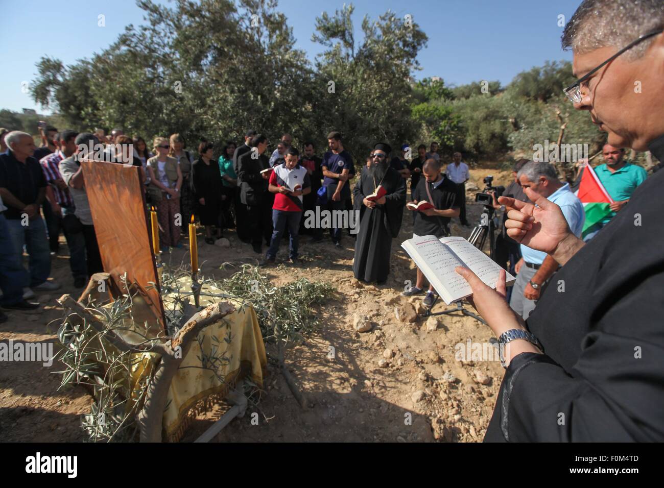 Bethlehem. 18th Aug, 2015. Palestinian Christians take part in a prayer ...