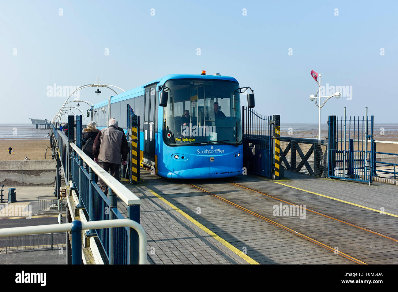 Train on Southport pier, Lancashire Stock Photo - Alamy
