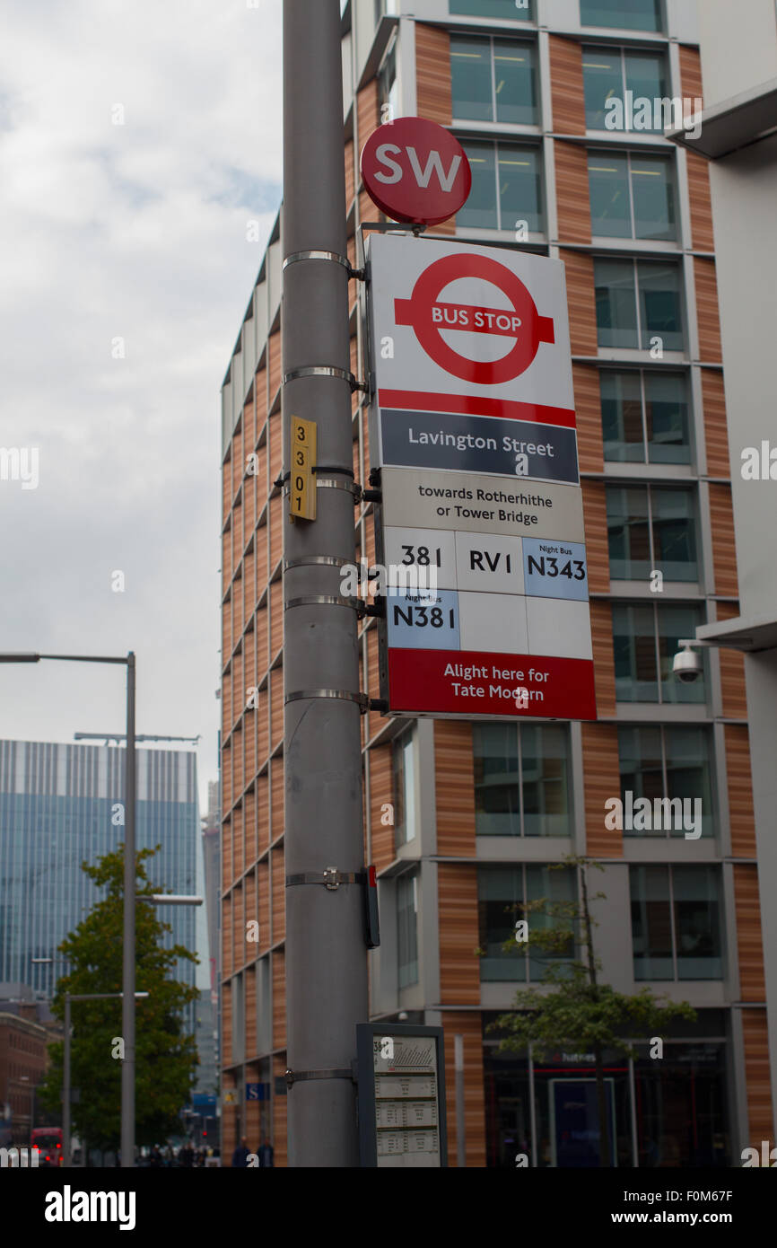 Lavington Street bust stop at the Tate Modern, London Stock Photo - Alamy