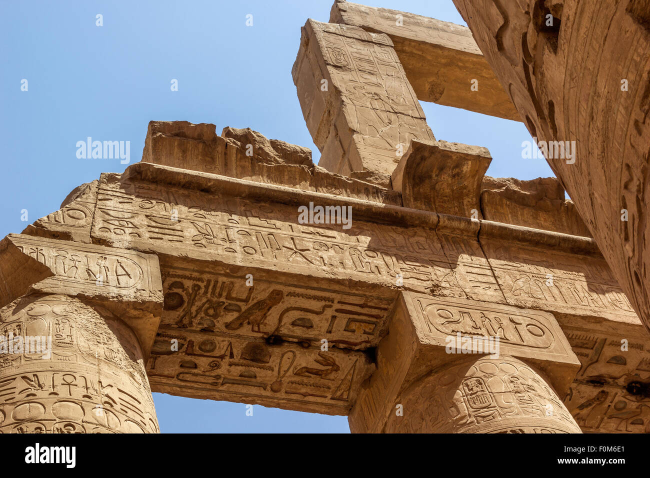 a horizontal view of a detail of roof of the Great Hypostyle Hall of ...