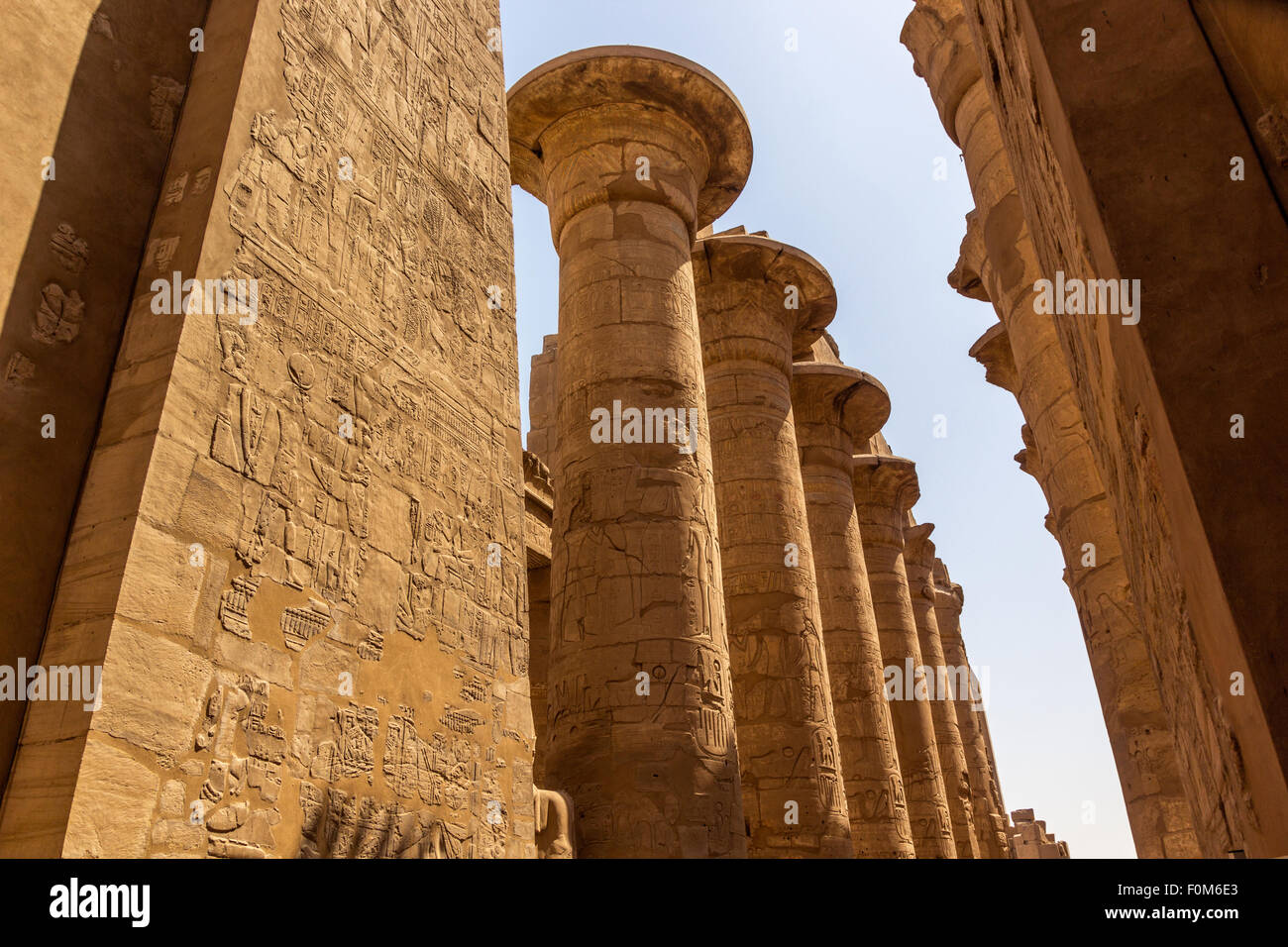 a horizontal view of some pillars of the Great Hypostyle Hall of the ...