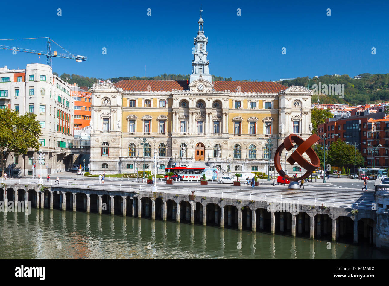 City Hall and Nervion river. Bilbao. Biscay, Spain, Europe Stock Photo ...