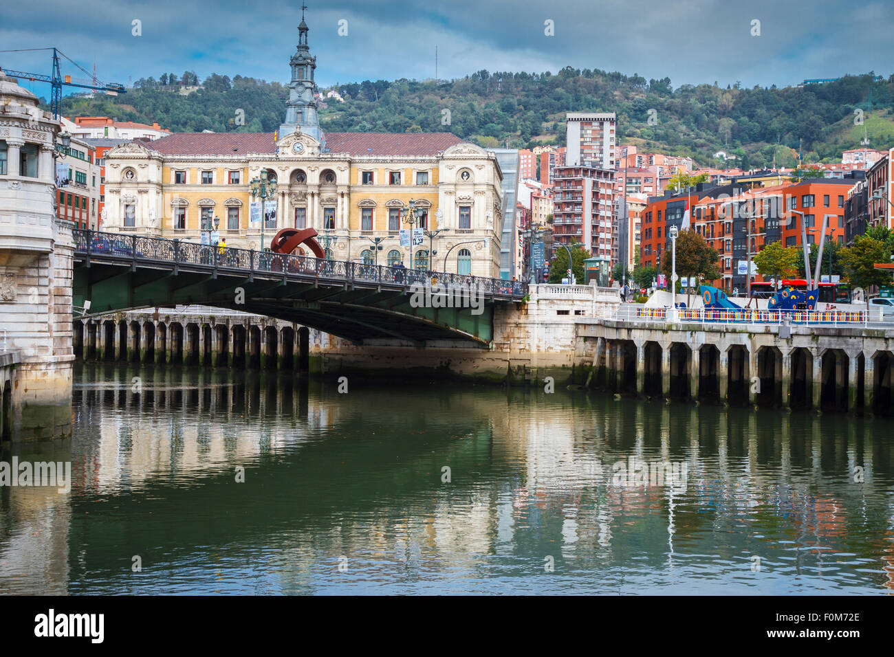 City Hall and Nervion river. Bilbao. Biscay, Spain, Europe Stock Photo ...