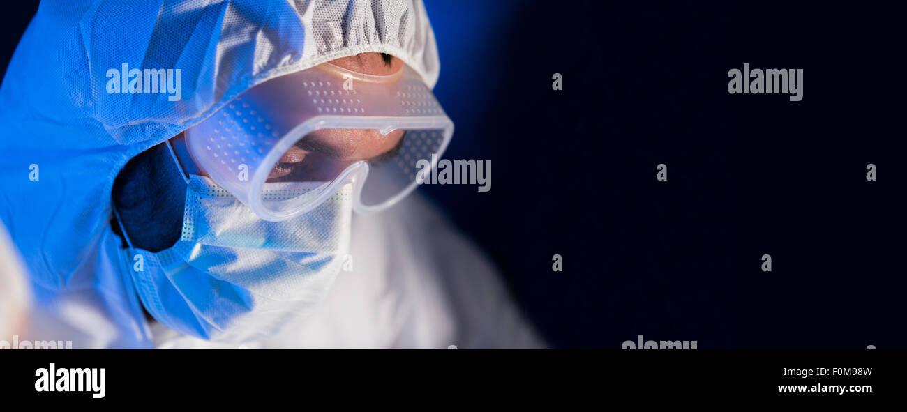 close up of scientist face in chemical lab Stock Photo - Alamy