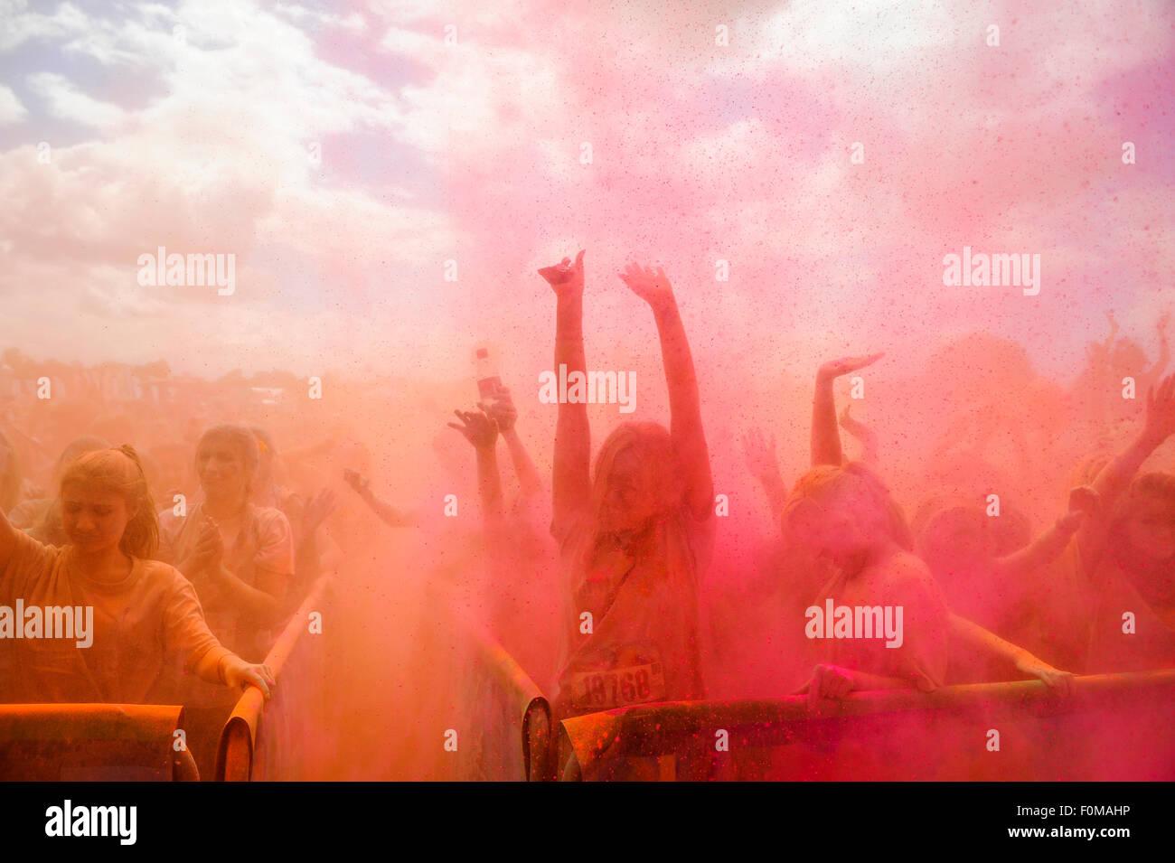 Festival of colours style, fun and colour at Run or Dye 5k run Stock ...