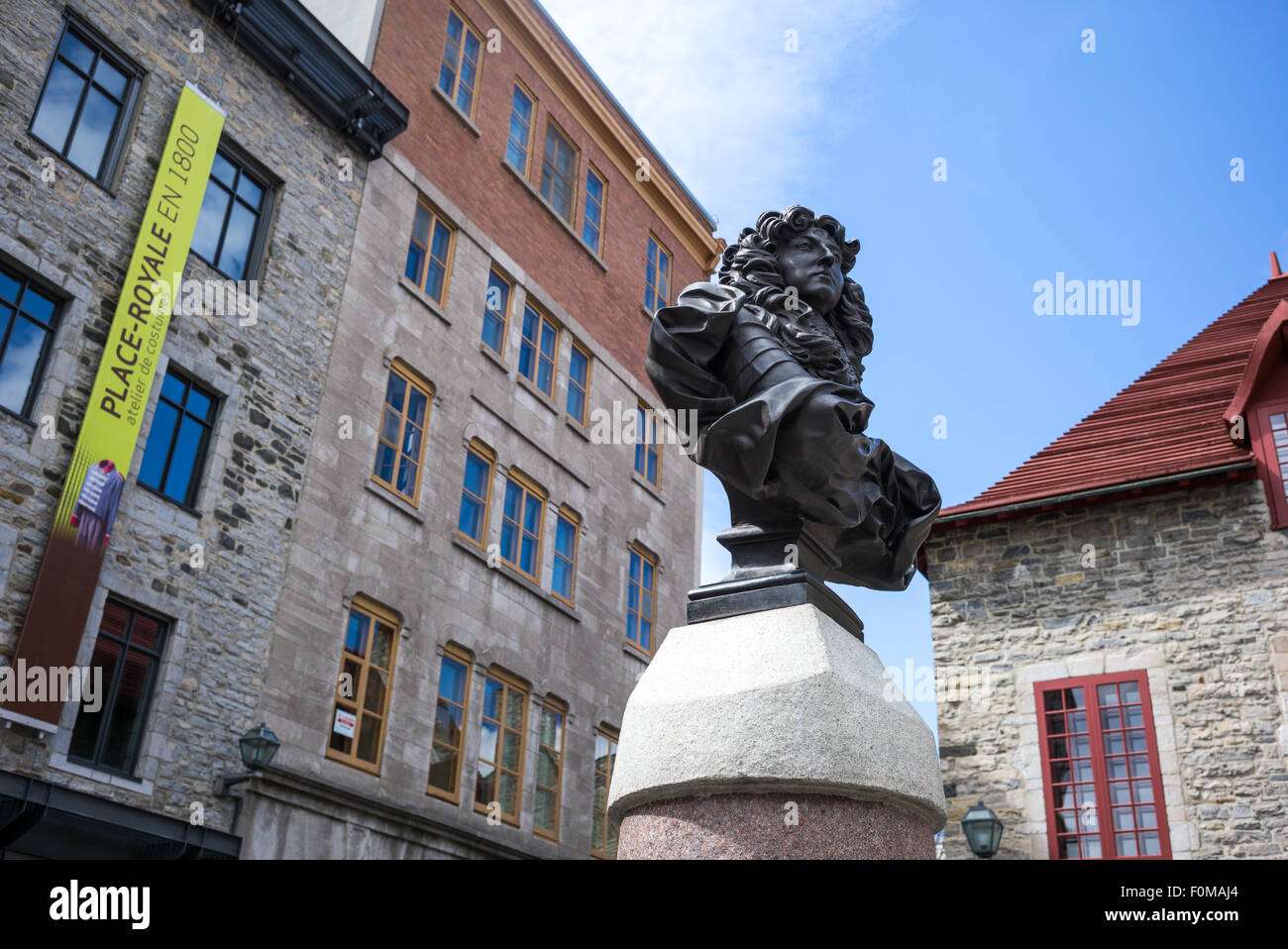 Quebec, Quebec city, the old town,the Louis XIV bust in Royal square ...