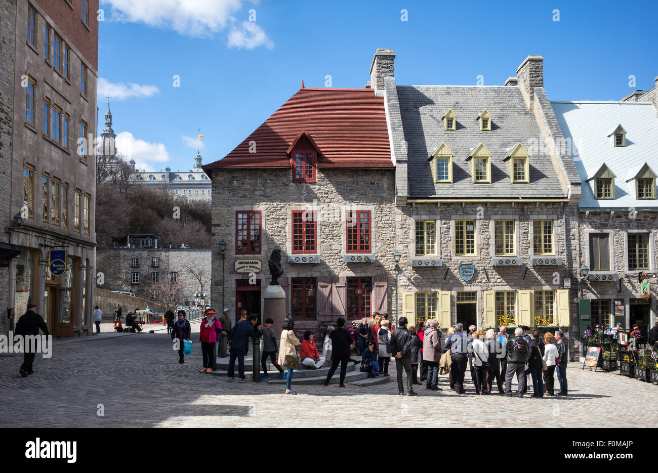 Quebec, Quebec city, the old town, tourists in Royal square Stock Photo ...