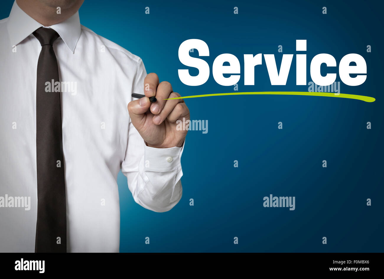 Service is written by businessman background Stock Photo - Alamy