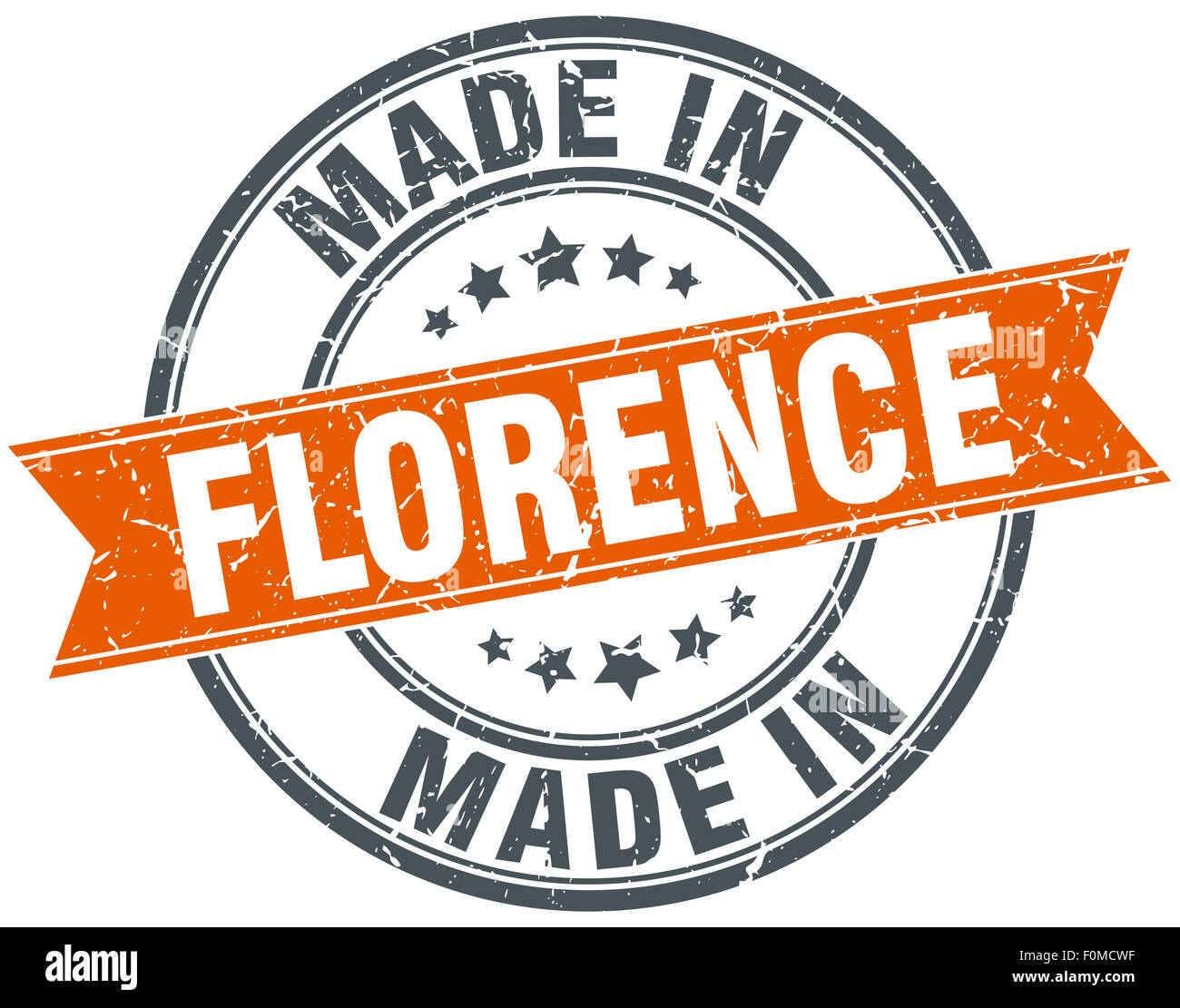 Florence orange grunge ribbon stamp on white Stock Photo - Alamy