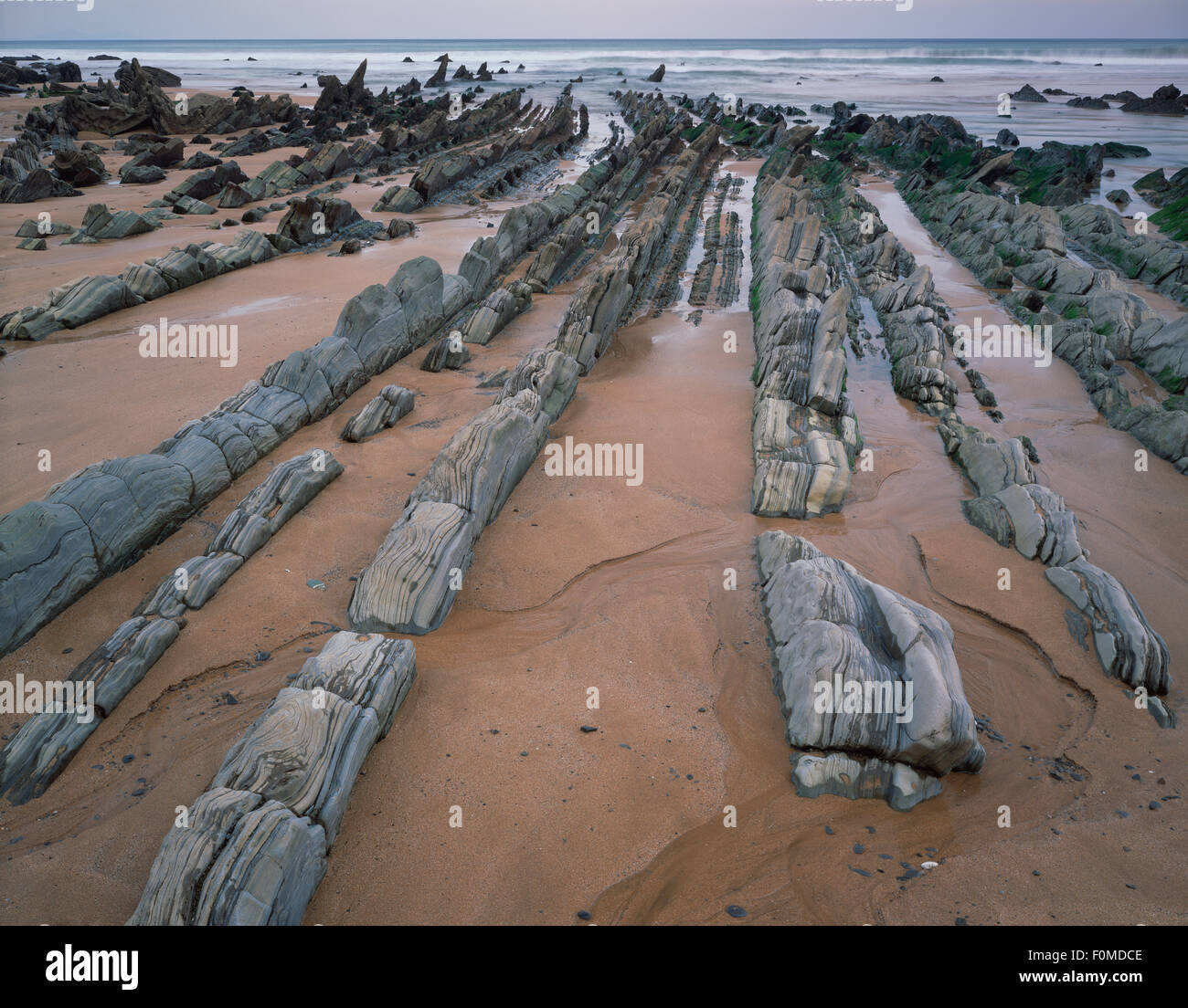 Rock formations, Barrika beach, Basque country, Bay of Biscay, Spain ...