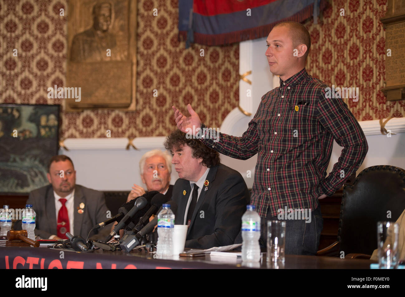 Joe Rollin speaks at the press conference held at the NUM headquarters ...