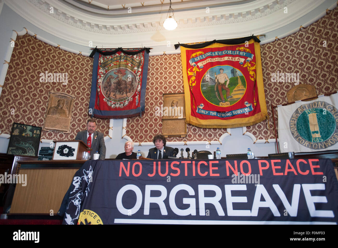 Press conference held at the NUM headquarters in Barnsley about ...