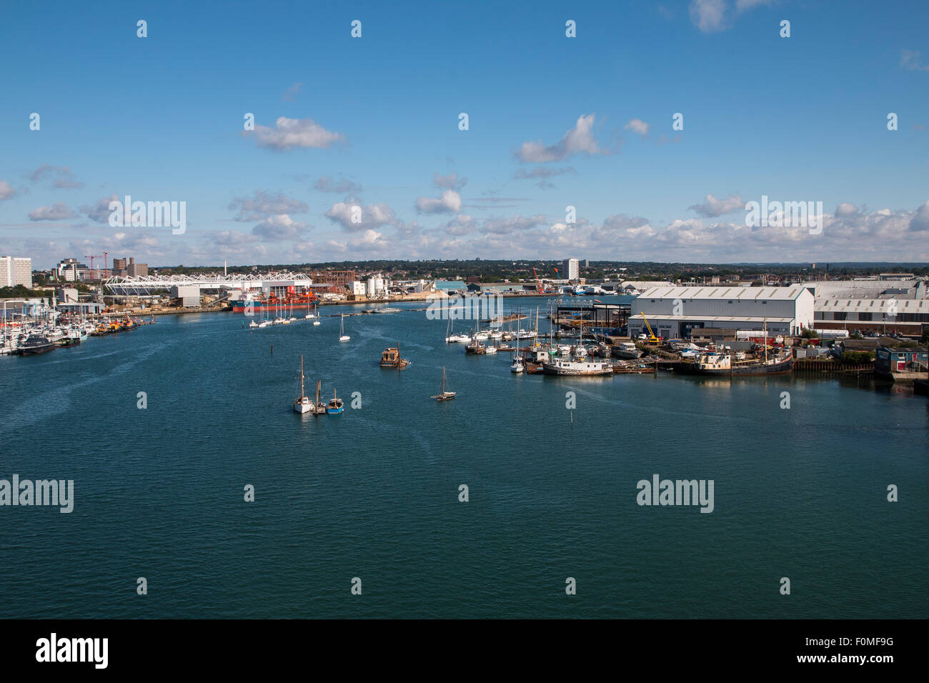 View from the Itchen Bridge, Southampton looking Northwards with the ...
