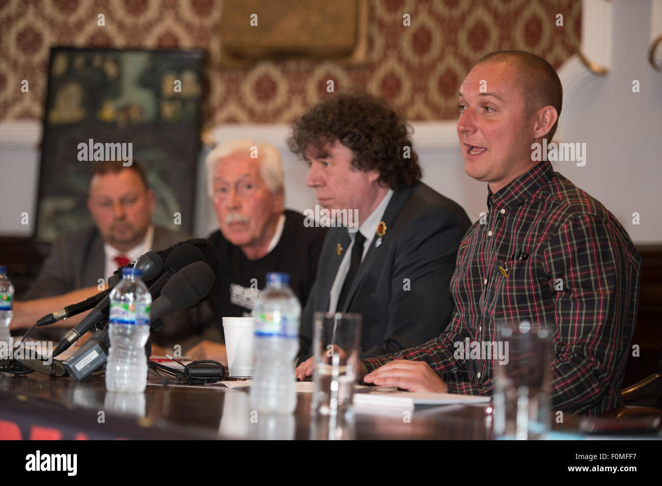 joe Rollin speaking at a Press conference held at the NUM headquarters ...