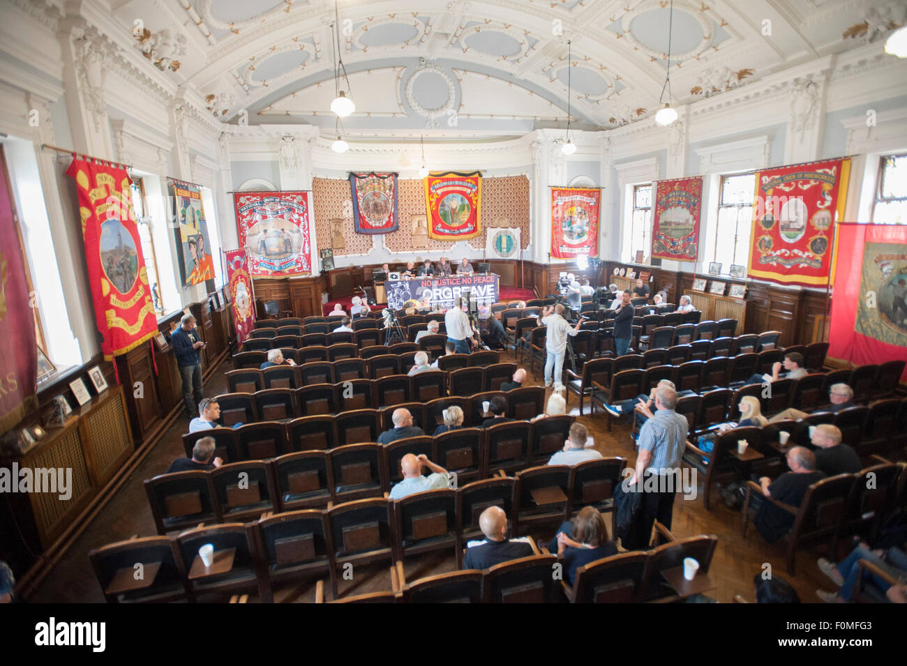 Press conference held at the NUM headquarters in Barnsley after the ...