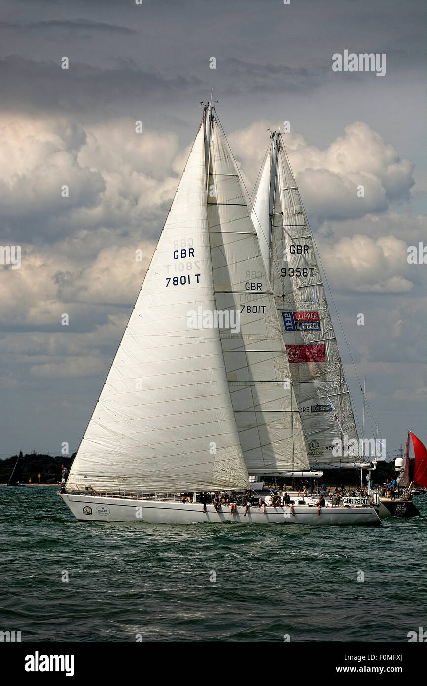 Pictured at the start of the Fastnet race 2015 at Cowes are Endeavour1 ...