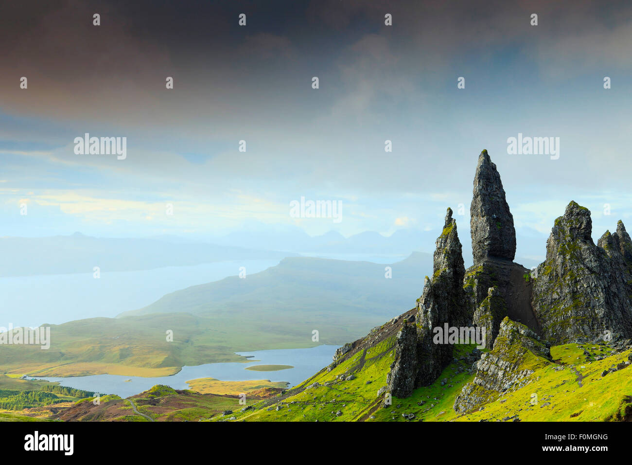 The Old Man of Storr rocks on the Isle of Skye in the Highlands of ...