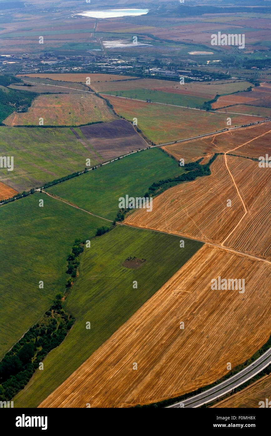 Aerial view of colorful fields. Russia Stock Photo - Alamy