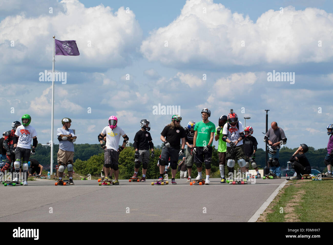 Start of a downhill skateboard/longboard race Stock Photo - Alamy