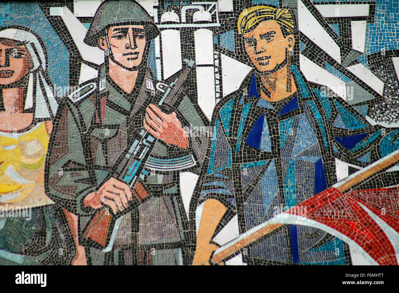 MARCH 2006 - BERLIN: detail of the murial on the House of the Teacher ...