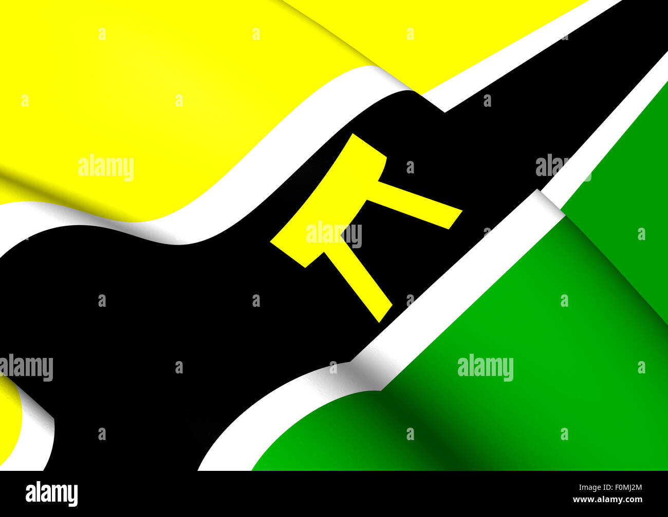 3D Flag of the Ashanti People and Country Ashanti, Asanteman. Close Up ...