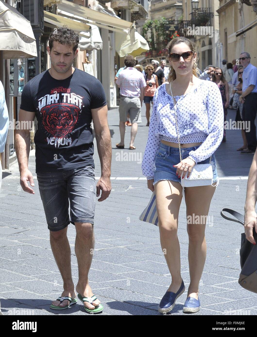 Kelly Brook and boyfriend Jeremy Parisis on vacation in Taormina. The ...
