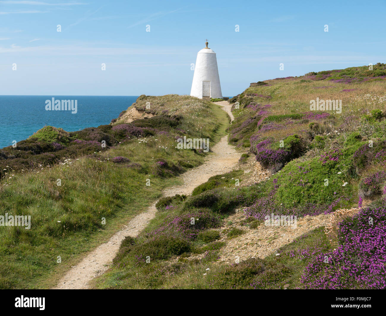 Narrow path to the Pepper pot day mark high above Portreath, Cornwall ...