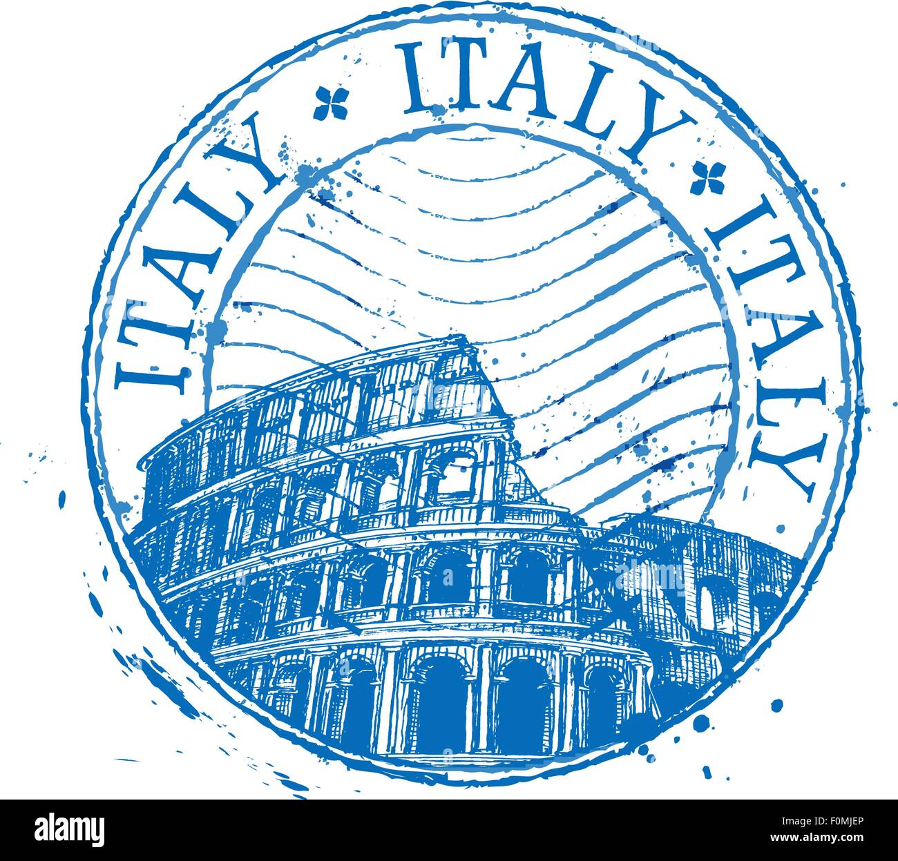 Italy vector logo design template. Shabby stamp or Colosseum, Coliseum ...