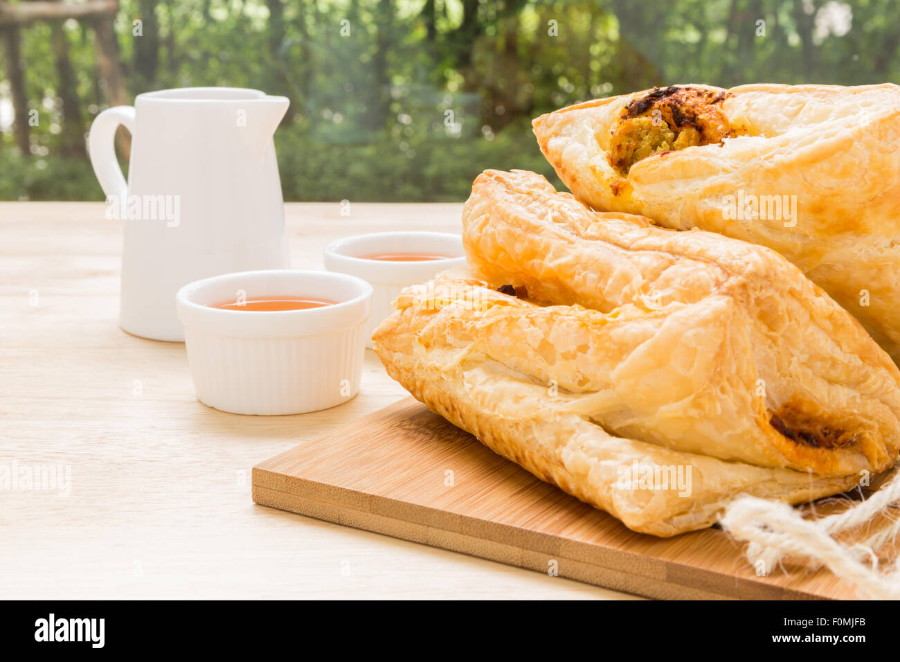 Freshly made puff pastry pie for tea break Stock Photo - Alamy