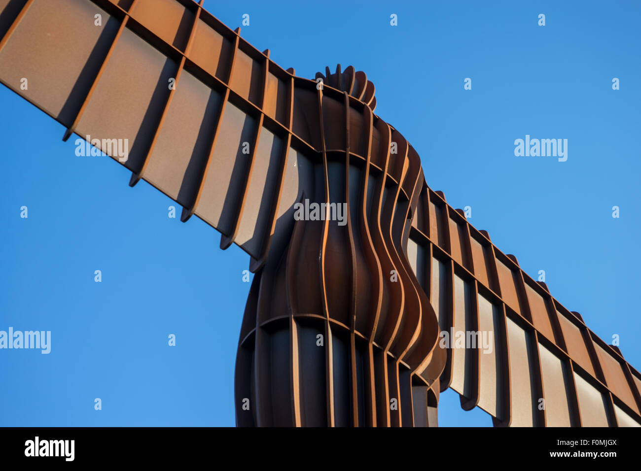Looking up at the Angel of the North, Gateshead. The sky is blue Stock ...