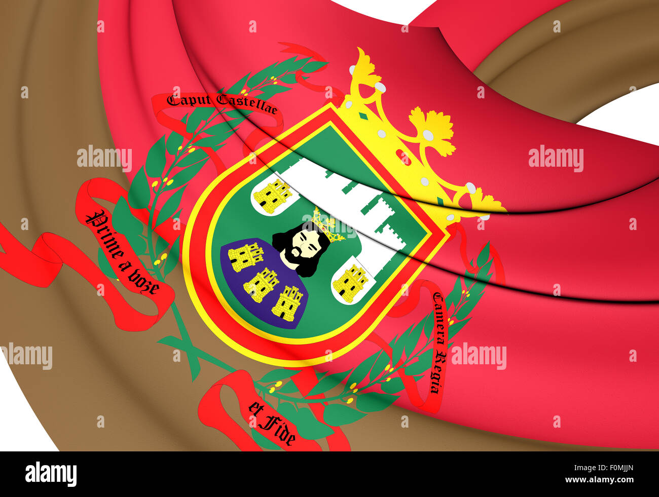 3D Flag of Burgos City, Spain. Close Up Stock Photo - Alamy