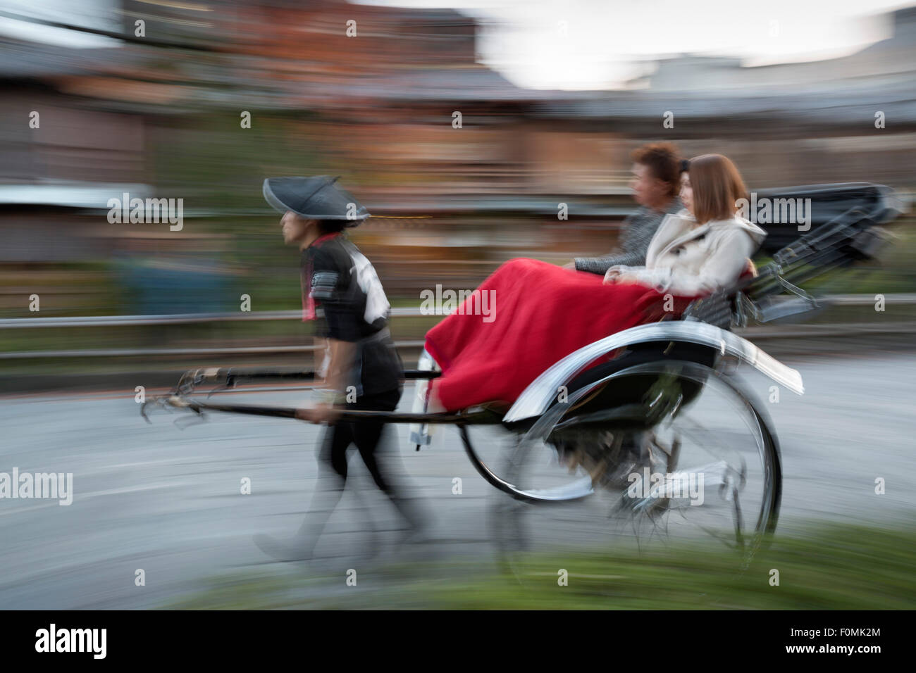 Pulled rickshaw, Gion district (Geisha area), Kyoto, Japan, Asia Stock ...