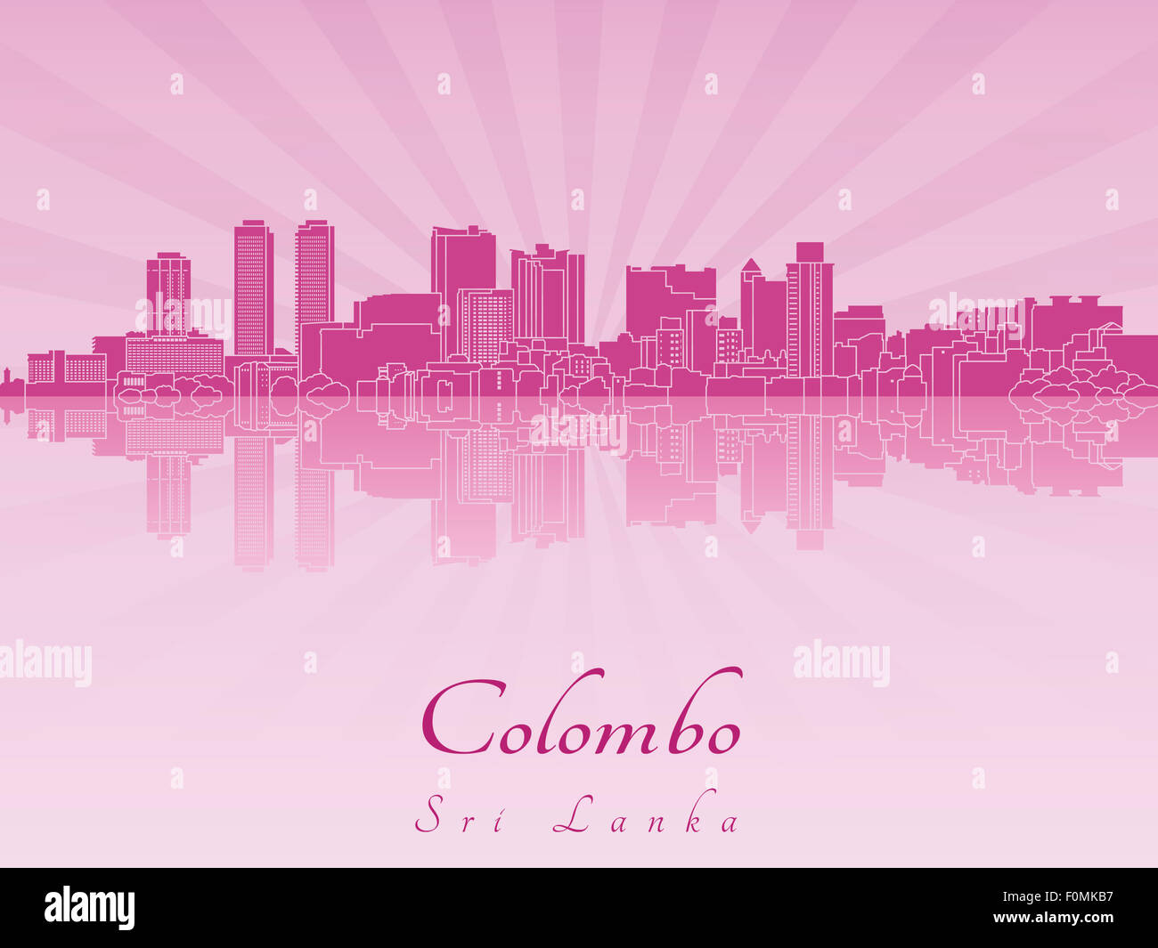 Colombo skyline in purple radiant orchid in editable vector file Stock ...