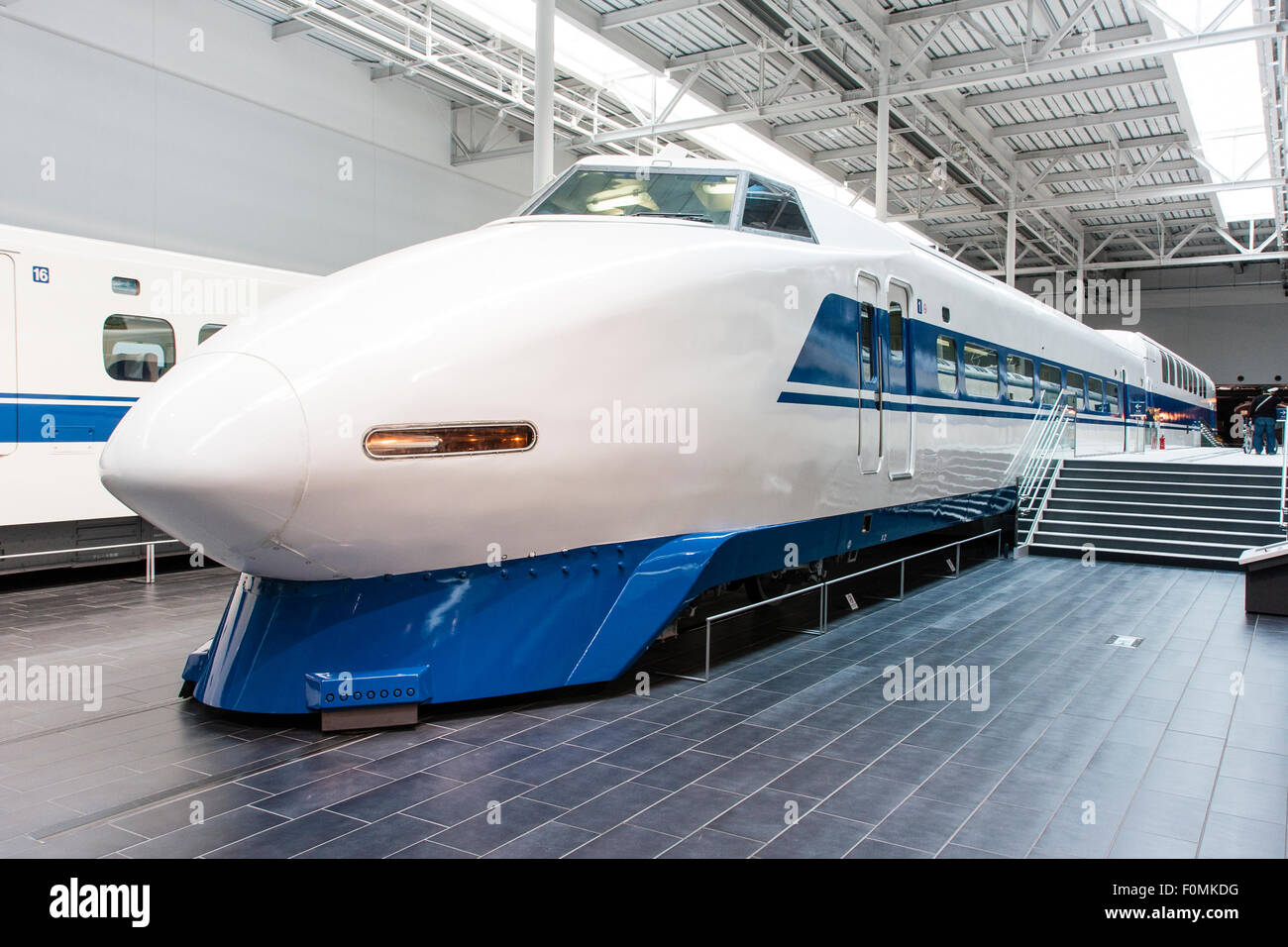 Japan, Nagoya, Railway park. Shinkansen Museum. The front carriage of a ...