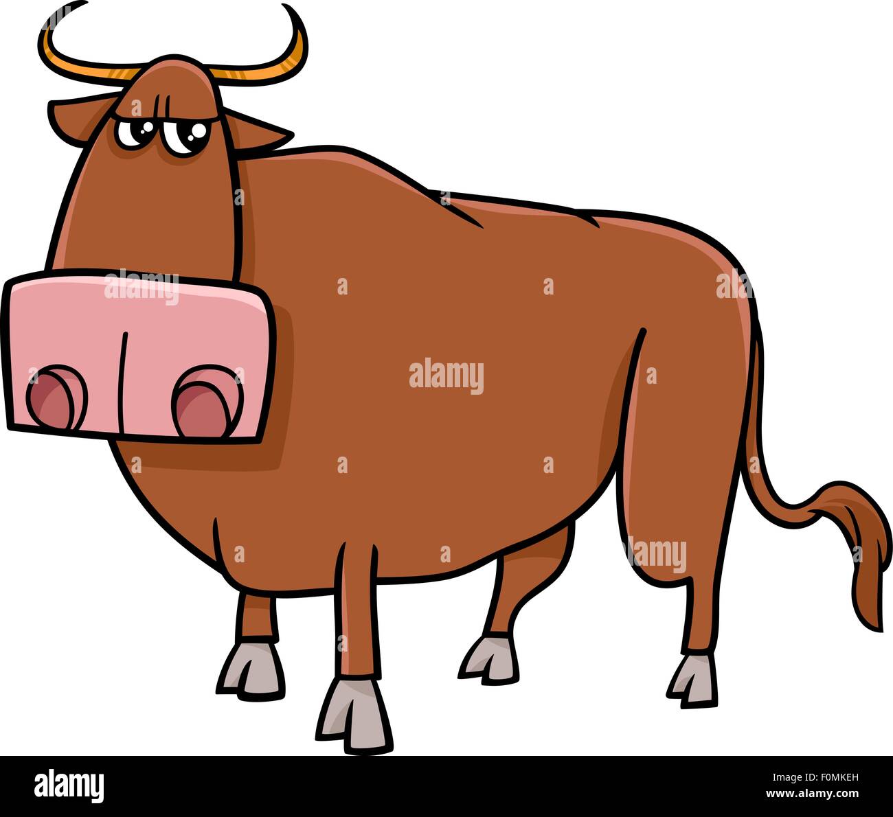 Cartoon Illustration of Bull Farm Animal Character Stock Vector Image ...