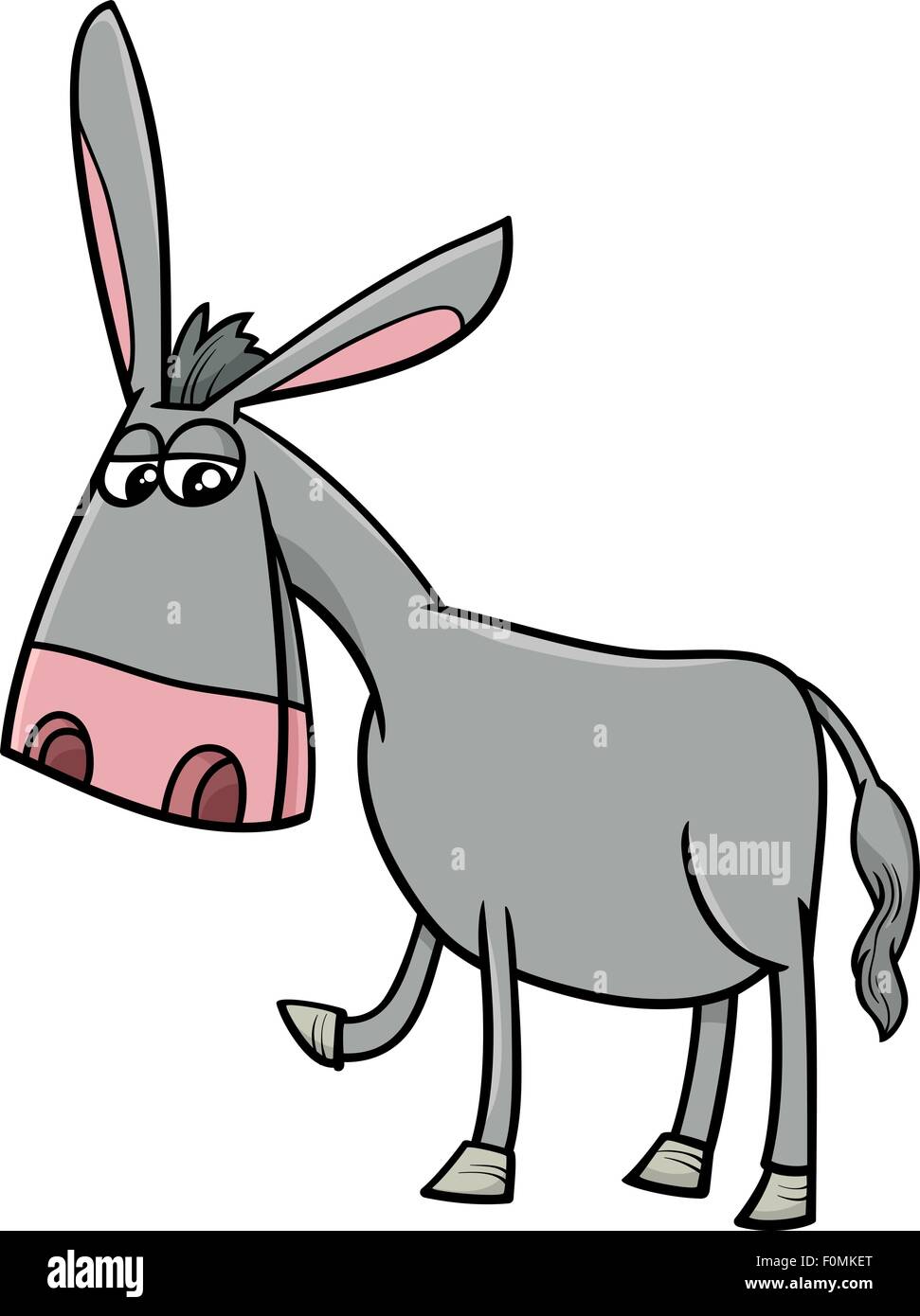 Cartoon Illustration of Donkey Farm Animal Character Stock Vector Image ...
