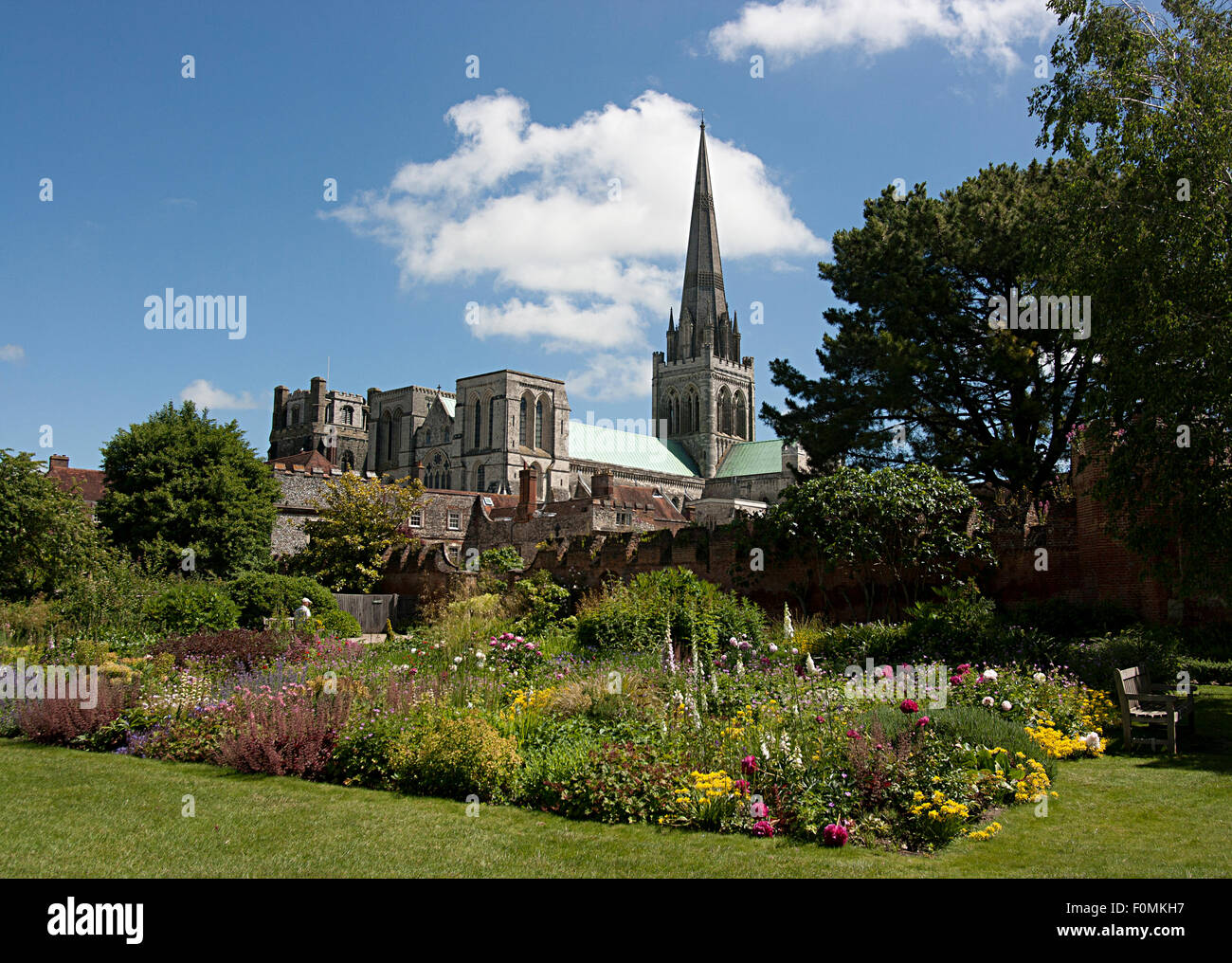 Bishop's Palace Gardens, Chichester, with cathedral in background Stock ...